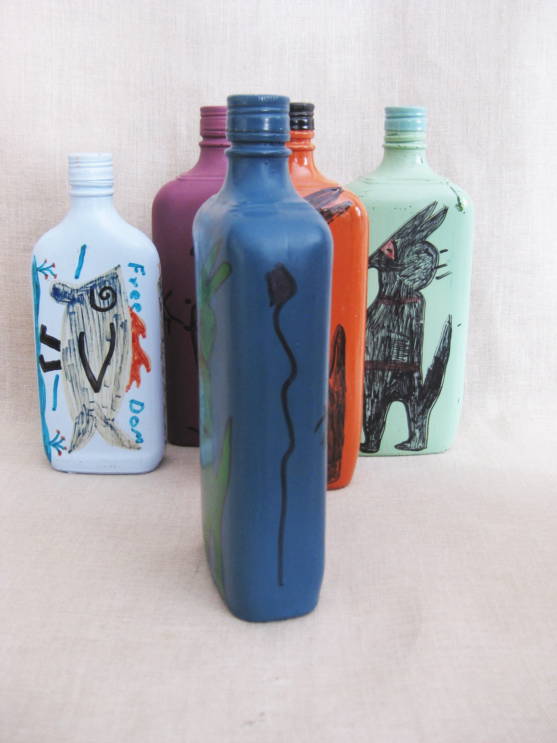 Vintage R.A. Miller Folk Art Bottle, Hand Painted, Southern Folk ...