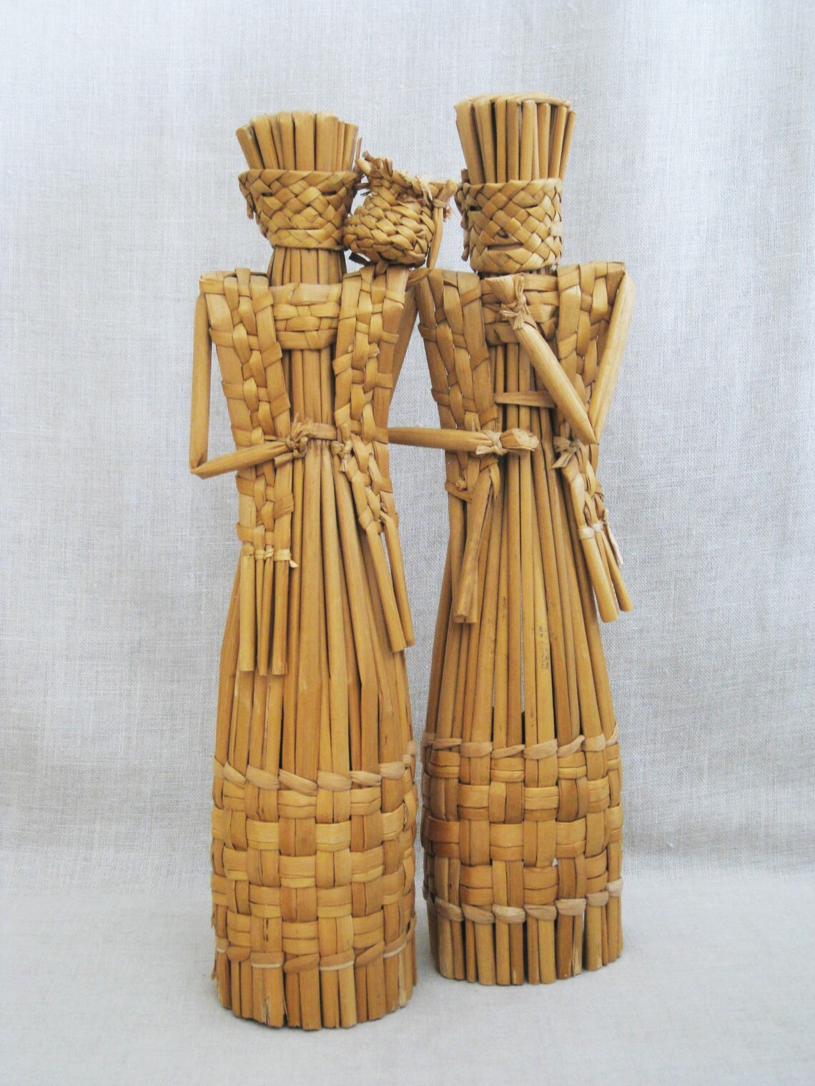 Vintage Human Figures Sculptures Folk Art Woven Basket Style - Etsy
