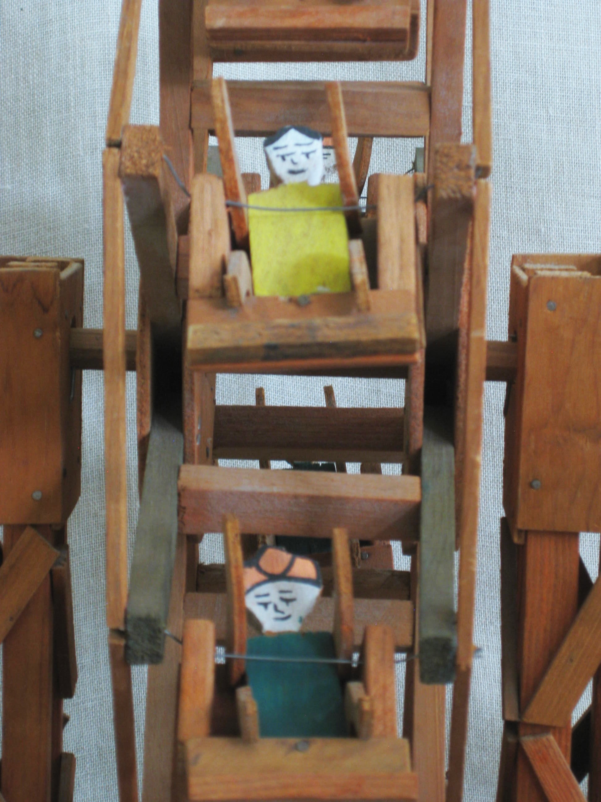 Vintage Folk Art Handmade Wooden Ferris Wheel Toy, Miniature ...