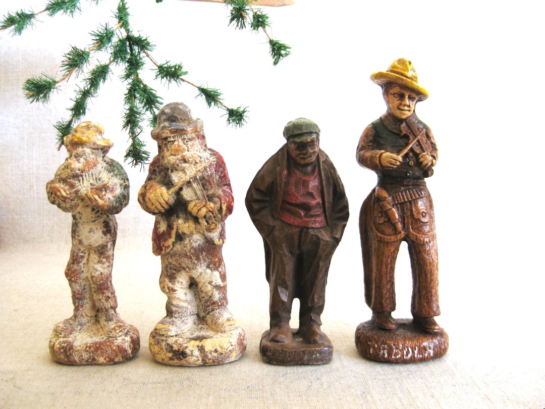 Vintage Male Portrait Figure Sculptures Syroco Folk Art Style Pressed ...