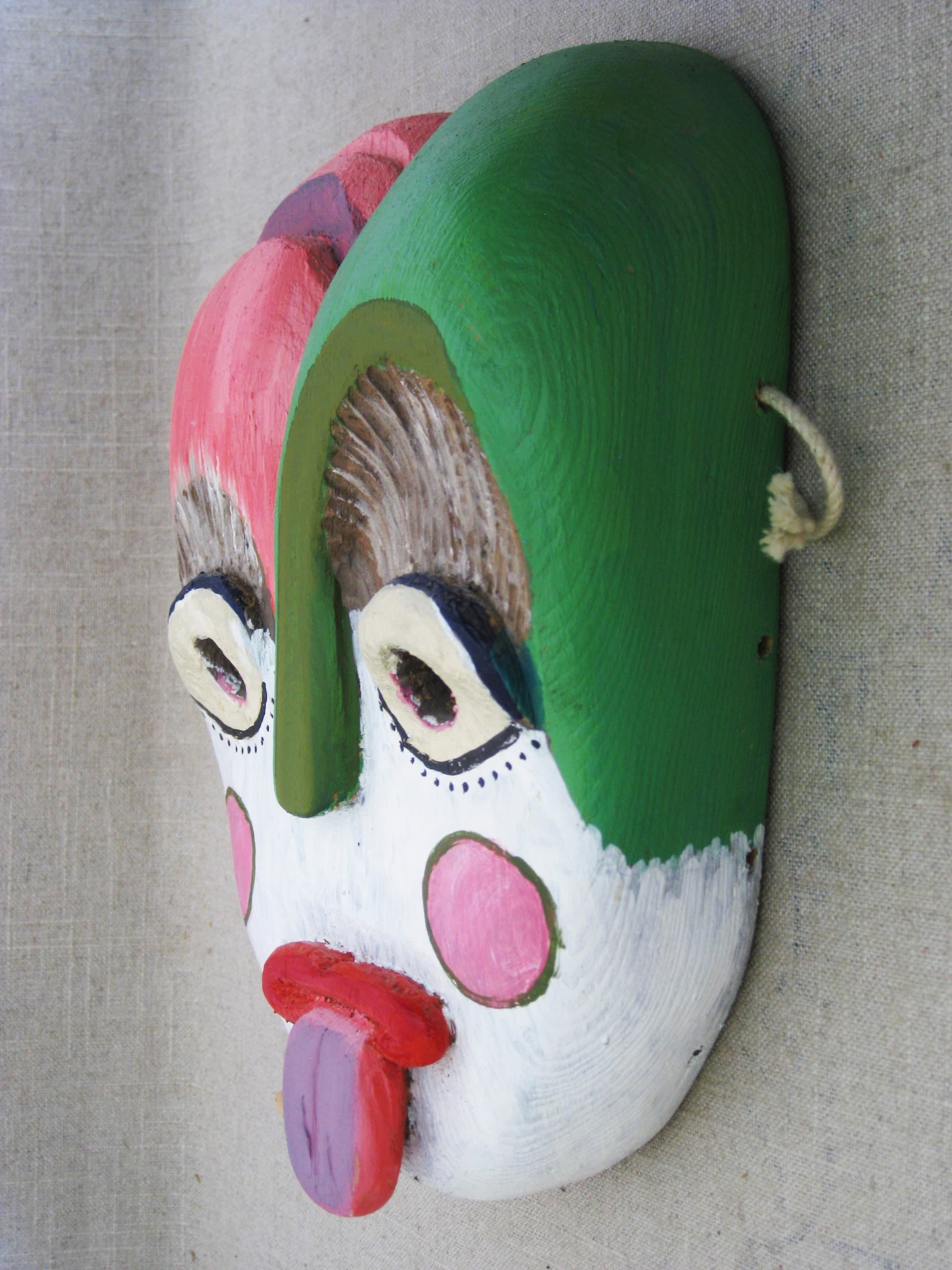 Vintage Folk Art Mask, Hand Carved Portrait, Donald A Larsen