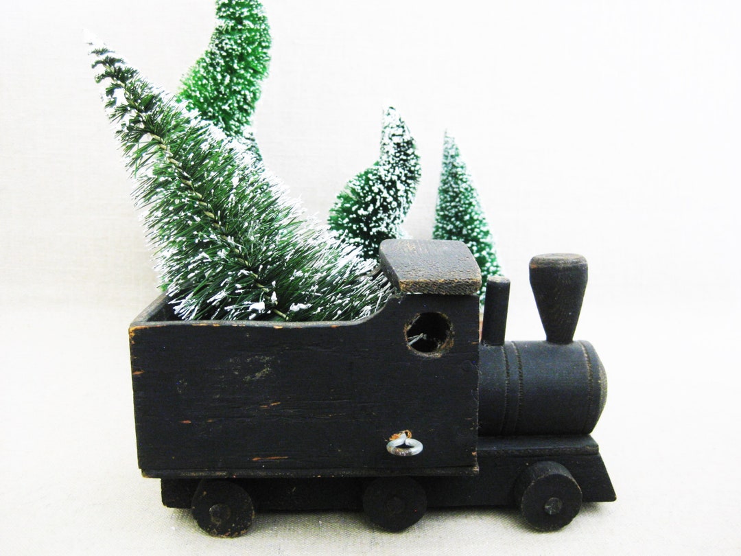 Vintage Folk Art Train Toy, Wooden Locomotive, Primitive Transportation ...