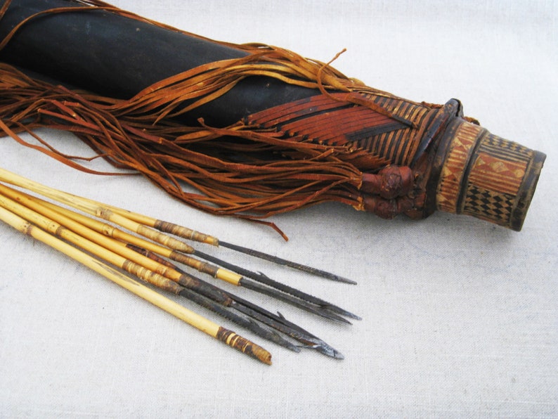Vintage African Quiver and Arrows, Tribal Home Décor Rustic Cabin ...
