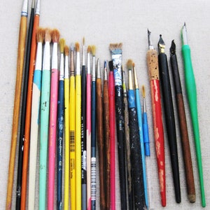 Paint Brush Collection, Vintage Decorative Art Supplies Photo Props ...