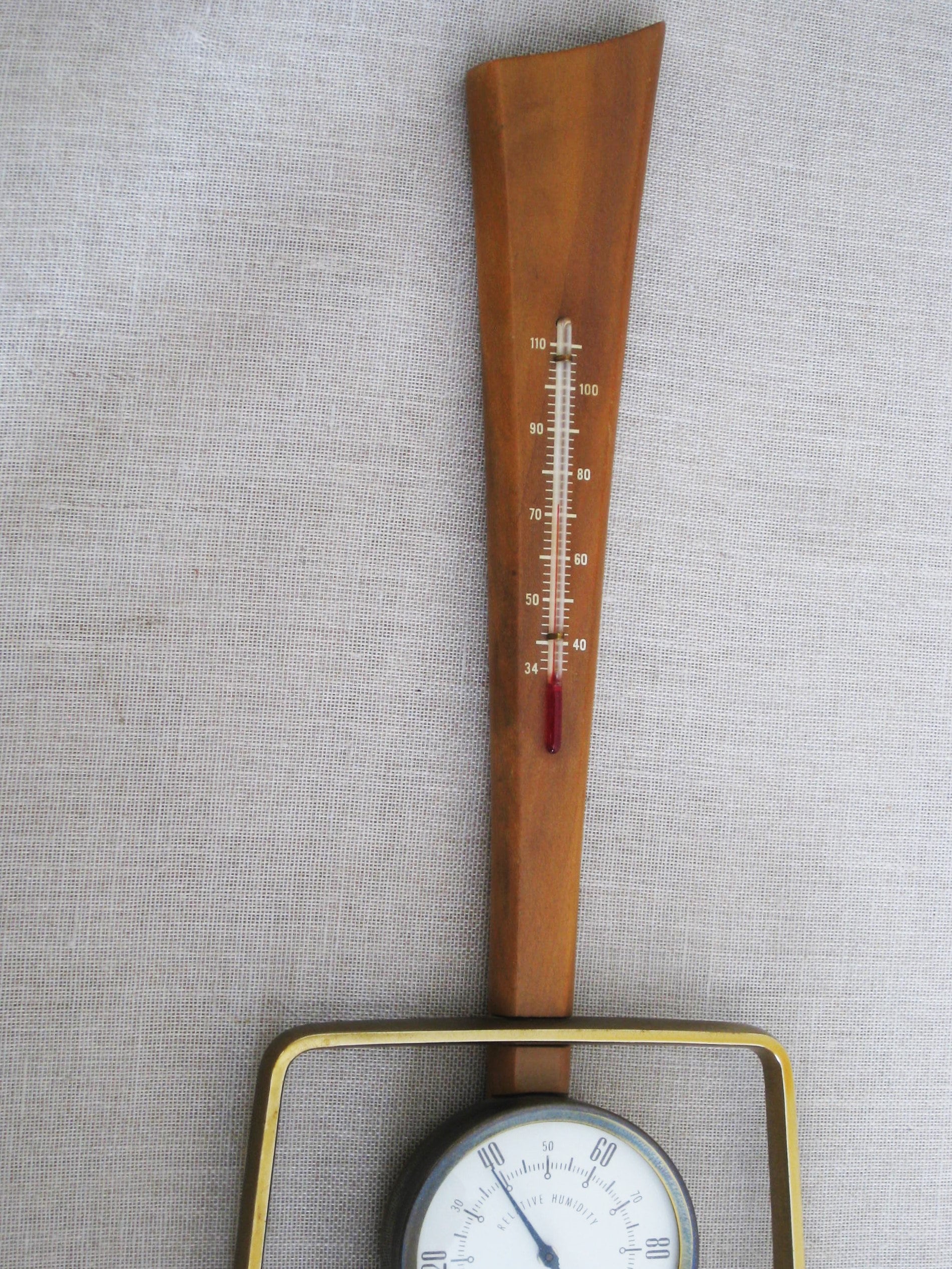 Vintage Mid-Century Barometer, Weather Instrument, Guitar Shape, Wood ...