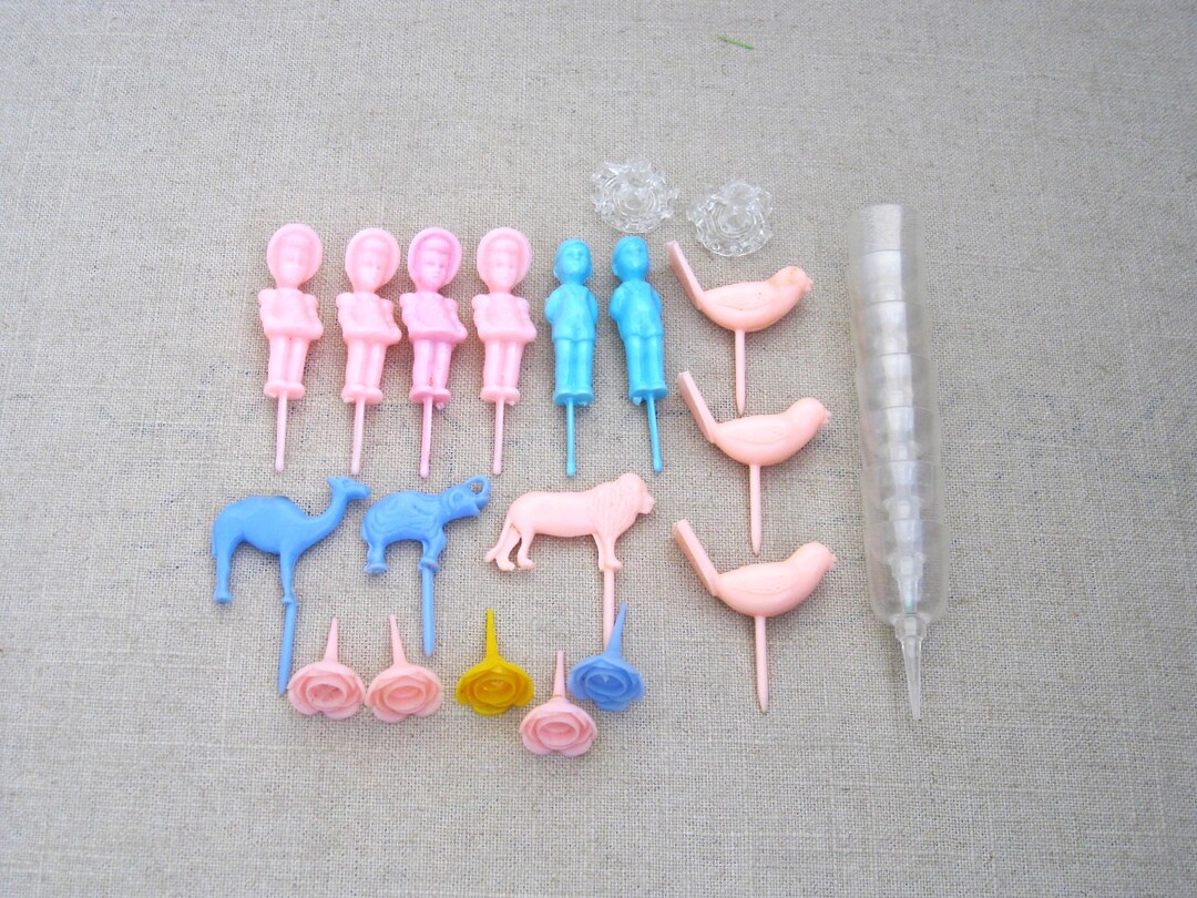 Cake Topper Candle Holders, Novelty Mid-century Wax Pastry Protector ...