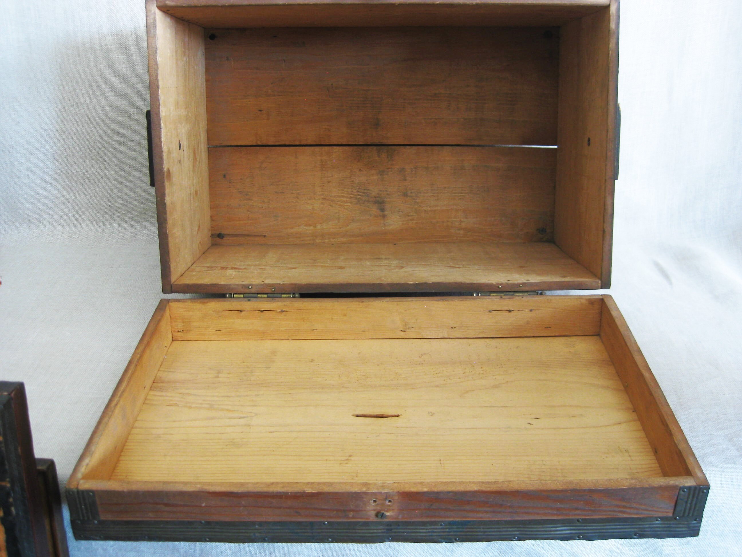 Vintage Handmade Folk Art Ballot Box, Antique Pad Lock, Small Primitive ...