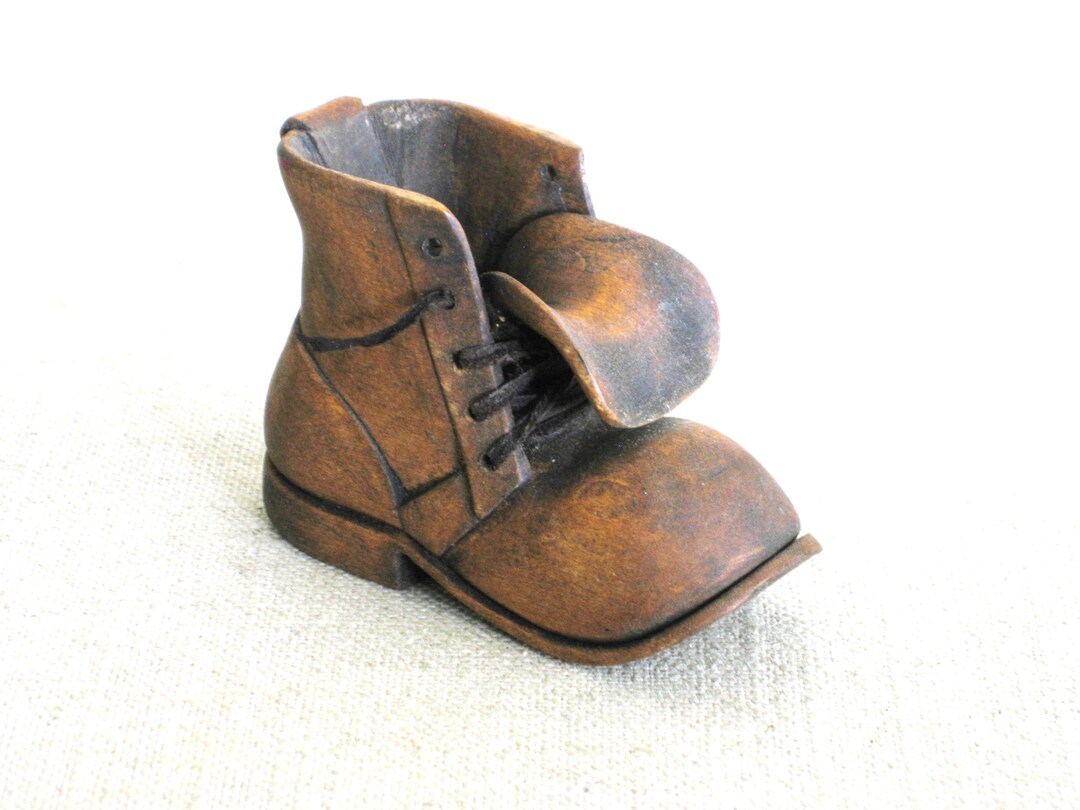 Miniature Folk Art Boot Carving, Shoe Wood Sculpture, Gift for Dad - Etsy