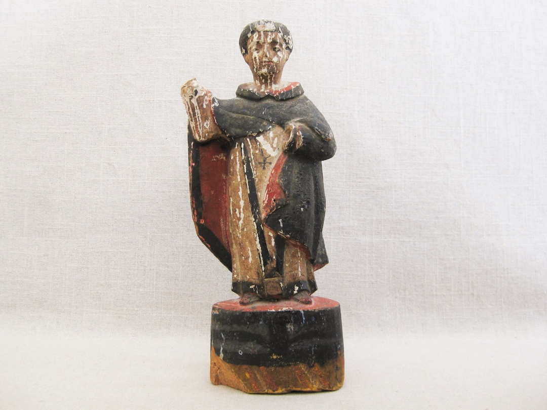 Vintage Santos Religious Figure Carved Wood Sculpture, 19th Century ...