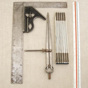 Vintage Ruler Collection Measuring Device Folding Ruler Level Calipers ...