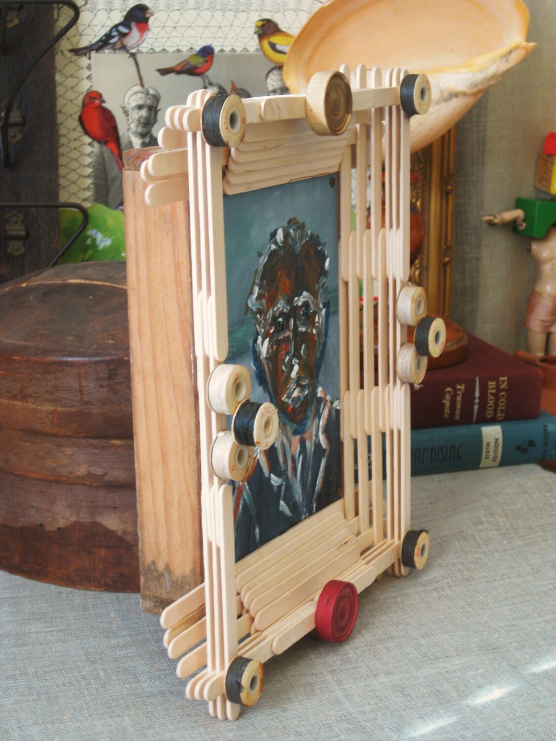 Folk Art Male Portrait Painting, Handmade Frame, Wil Shepherd Studio ...