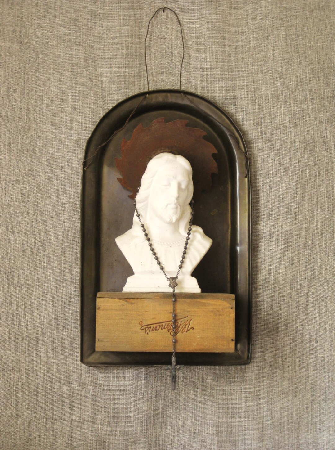 Religious Male Portrait of Jesus Folk Art Assemblage Sculpture - Etsy