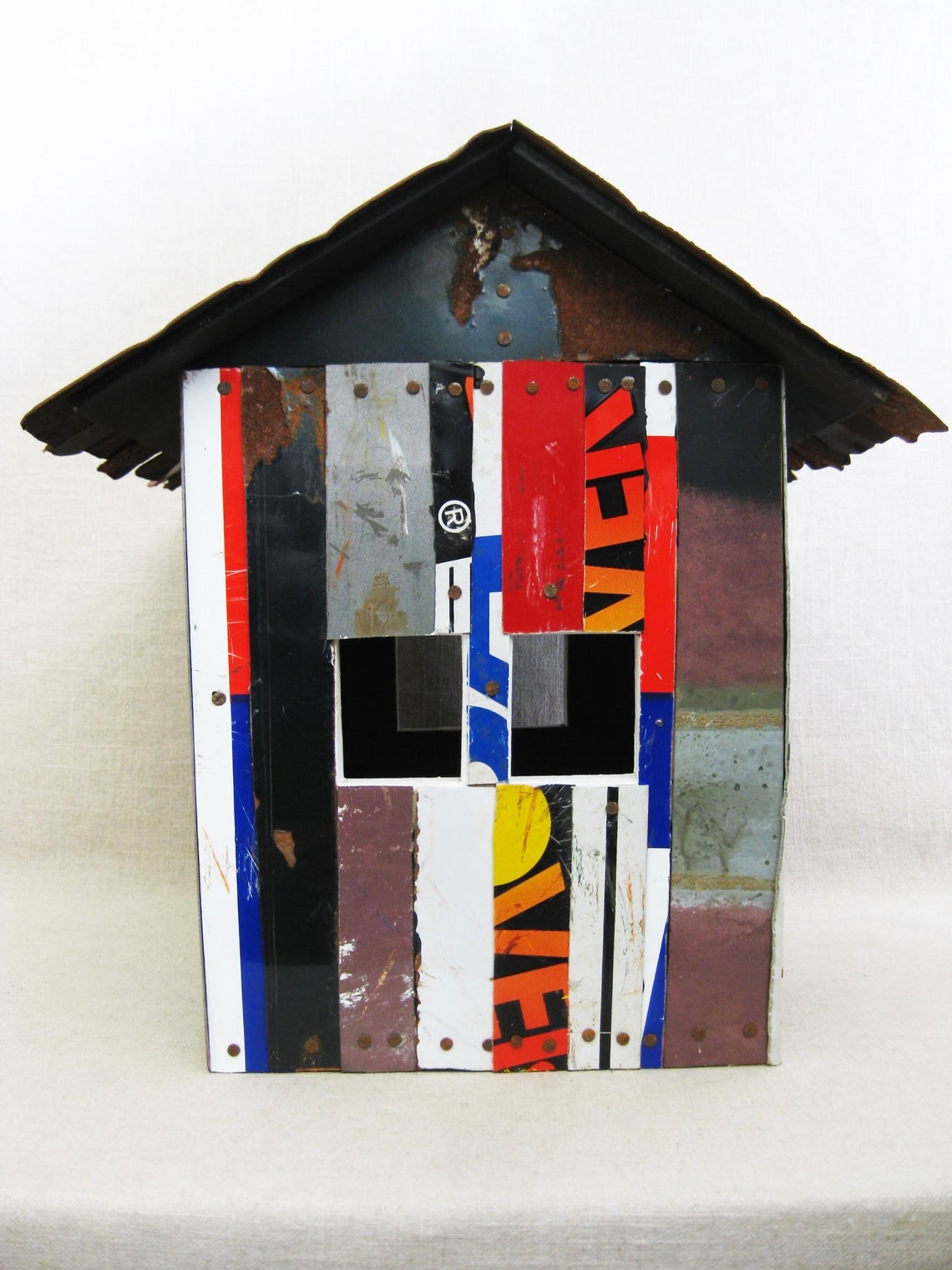 Vintage Folk Art House Sculpture, Contemporary Rustic Cabin Décor ...