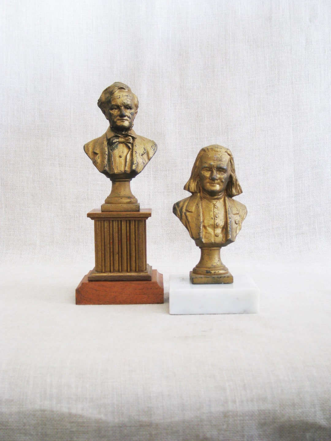 Classical Male Bust Portrait, Miniature Rigaul Cast Metal Statue Set 2 ...