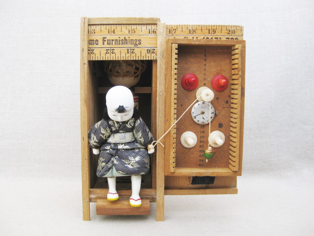 Folk Art Male Portrait Assemblage Sculpture Teahouse Asian Theme Child ...