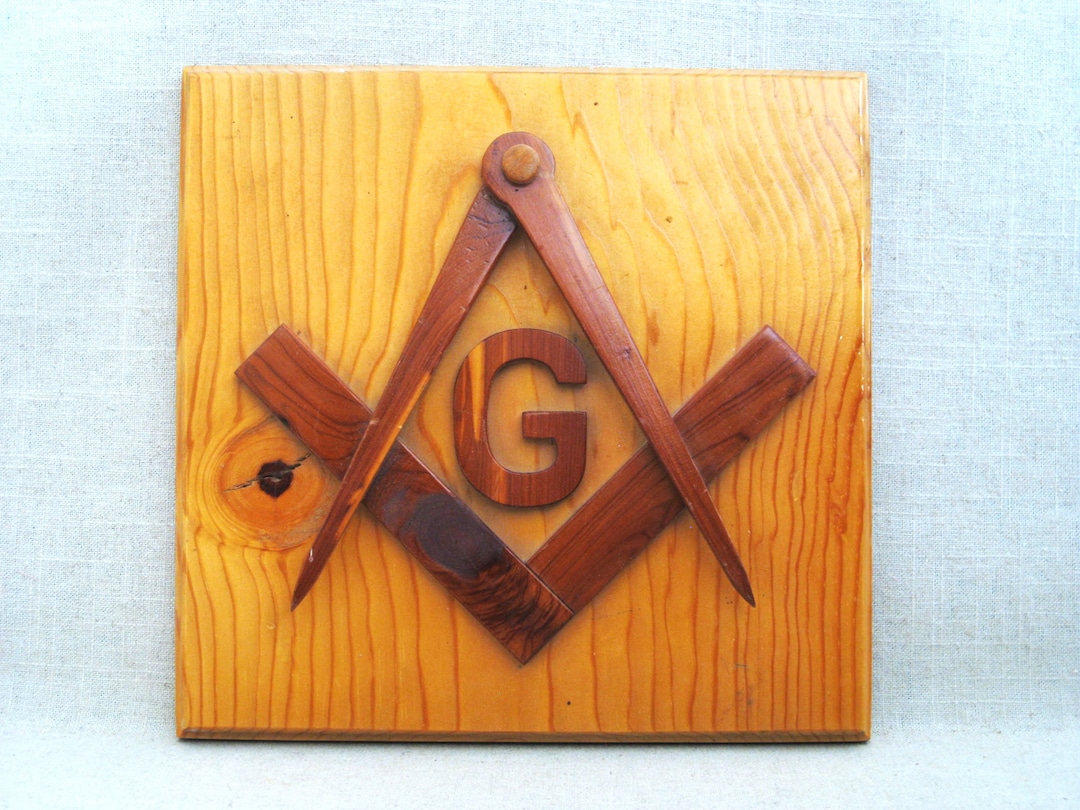 Vintage Freemason Folk Art Wood Plaque, Caliper, Fraternal Society ...