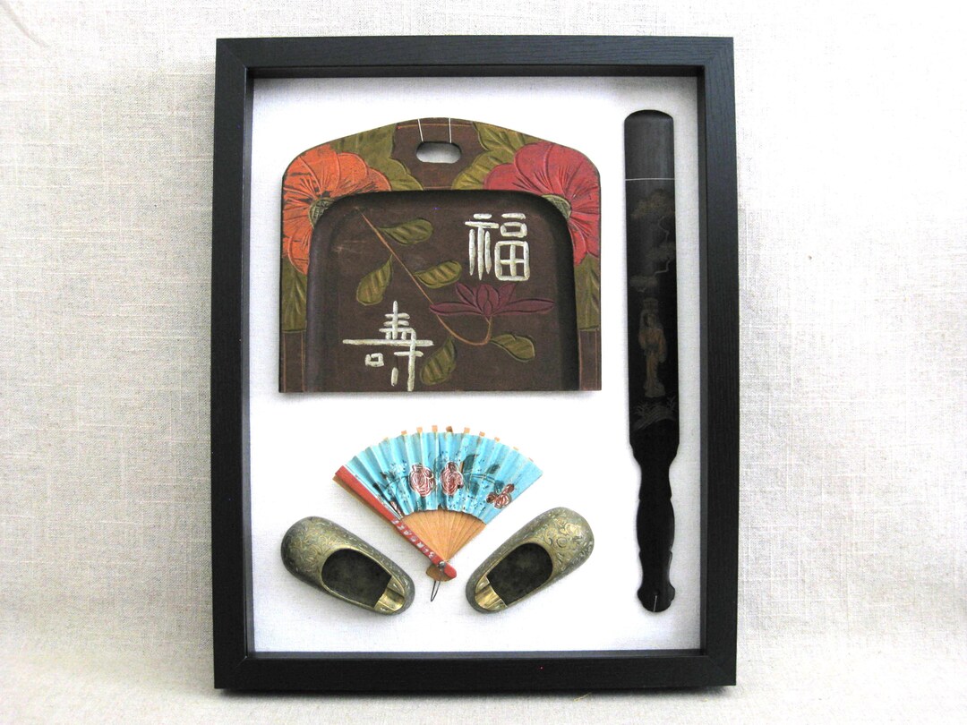 Vintage Asian Shadow Box Assemblage Japan Collectibles for Chinoiserie ...