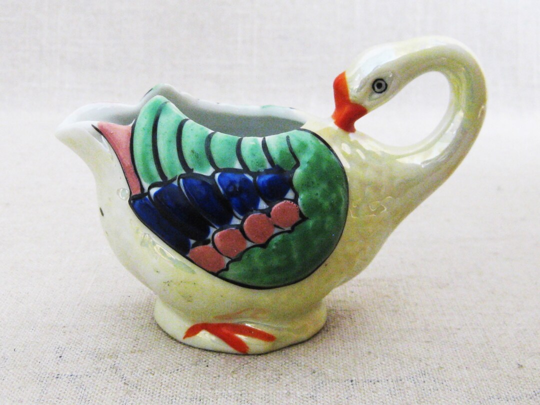 Lusterware Creamer Ceramic, Swan Shaped Milk Pitcher, Vintage Kitchen ...