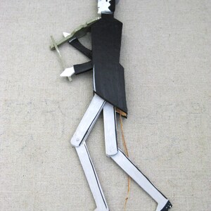 Folk Art Jointed Doll, Male Figure Portrait, Carved Wooden Vintage ...