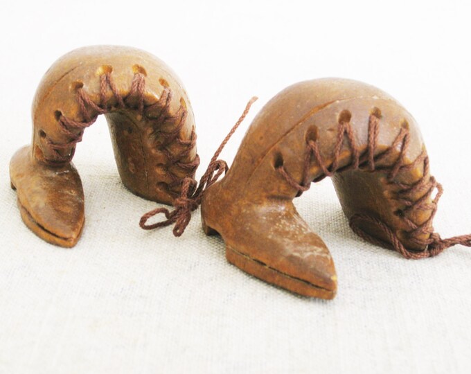 Vintage Miniature Boots, Wooden Shoe, Folk Art Carving, Boot Sculpture ...