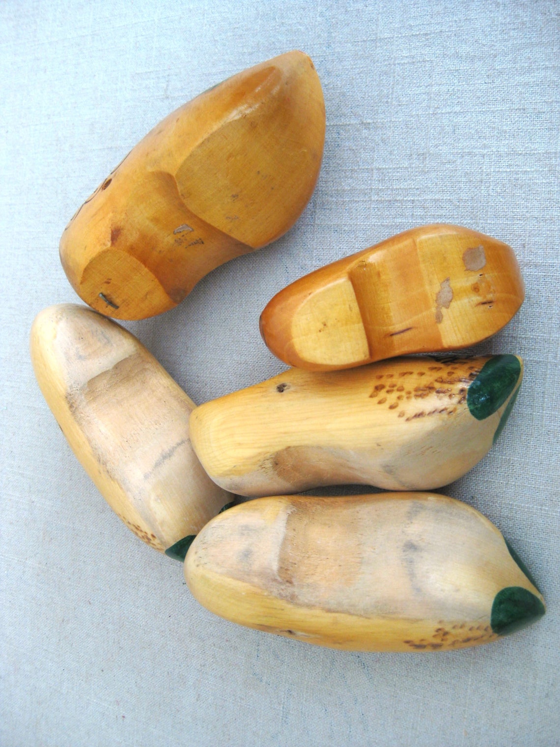 Miniature Wooden Clog Shoes, Vintage Collection of European Folk Art ...