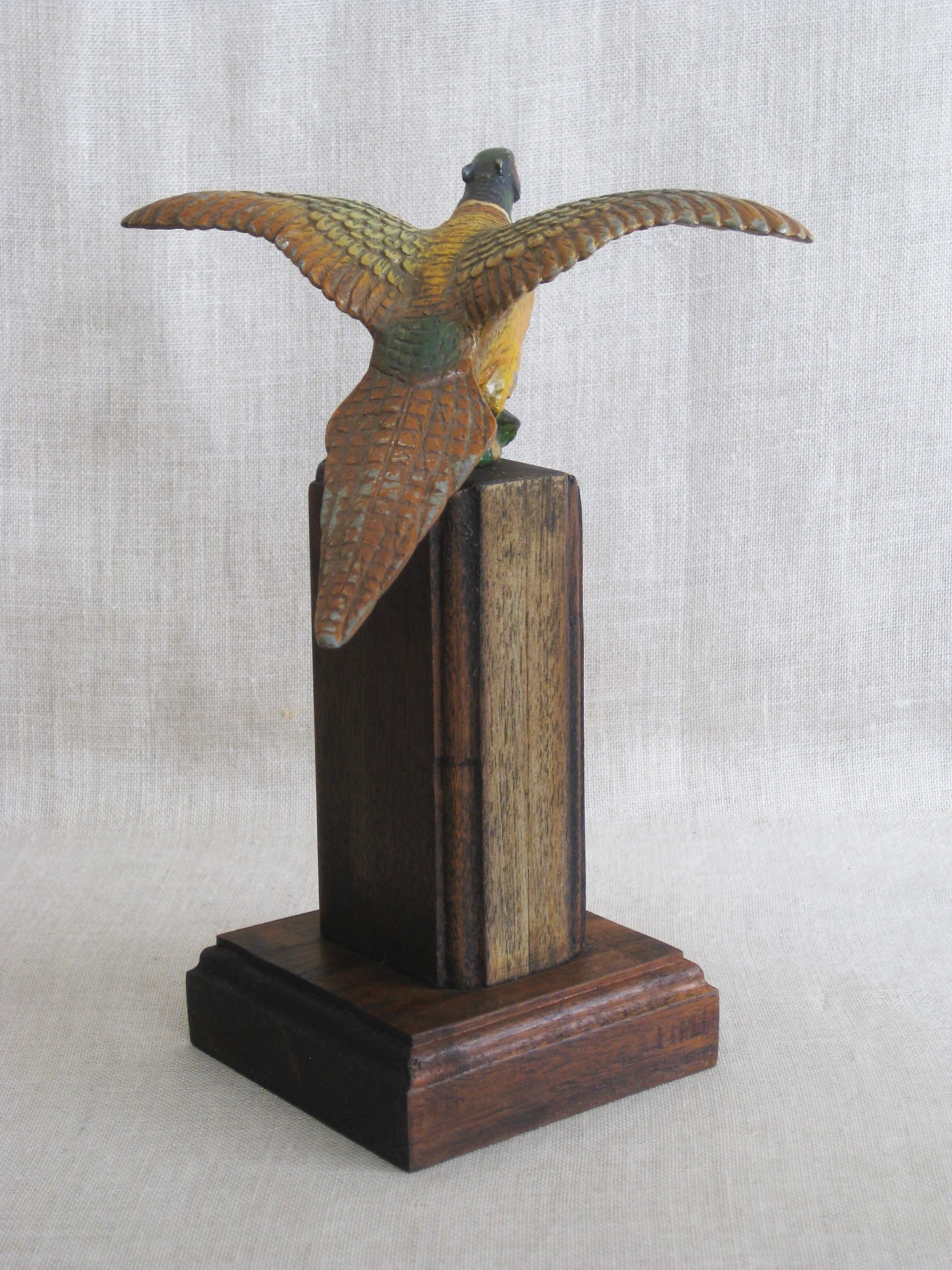 Vintage Cast Metal Pheasant on Wooden Base, Trophy, Wildlife, Hunting ...