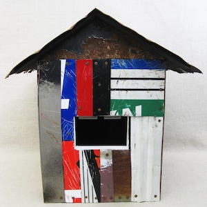 Vintage Folk Art House Sculpture, Contemporary Rustic Cabin Décor ...
