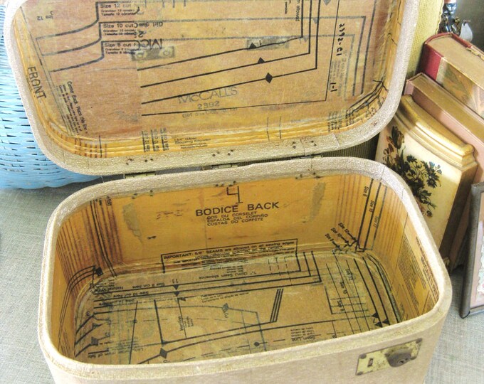 Vintage Train Case W/ Decoupage Lining- Classic Vintage - Etsy