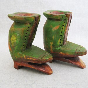 Vintage Wooden Shoe Folk Art Carving Boot Sculpture Miniature Primitive ...