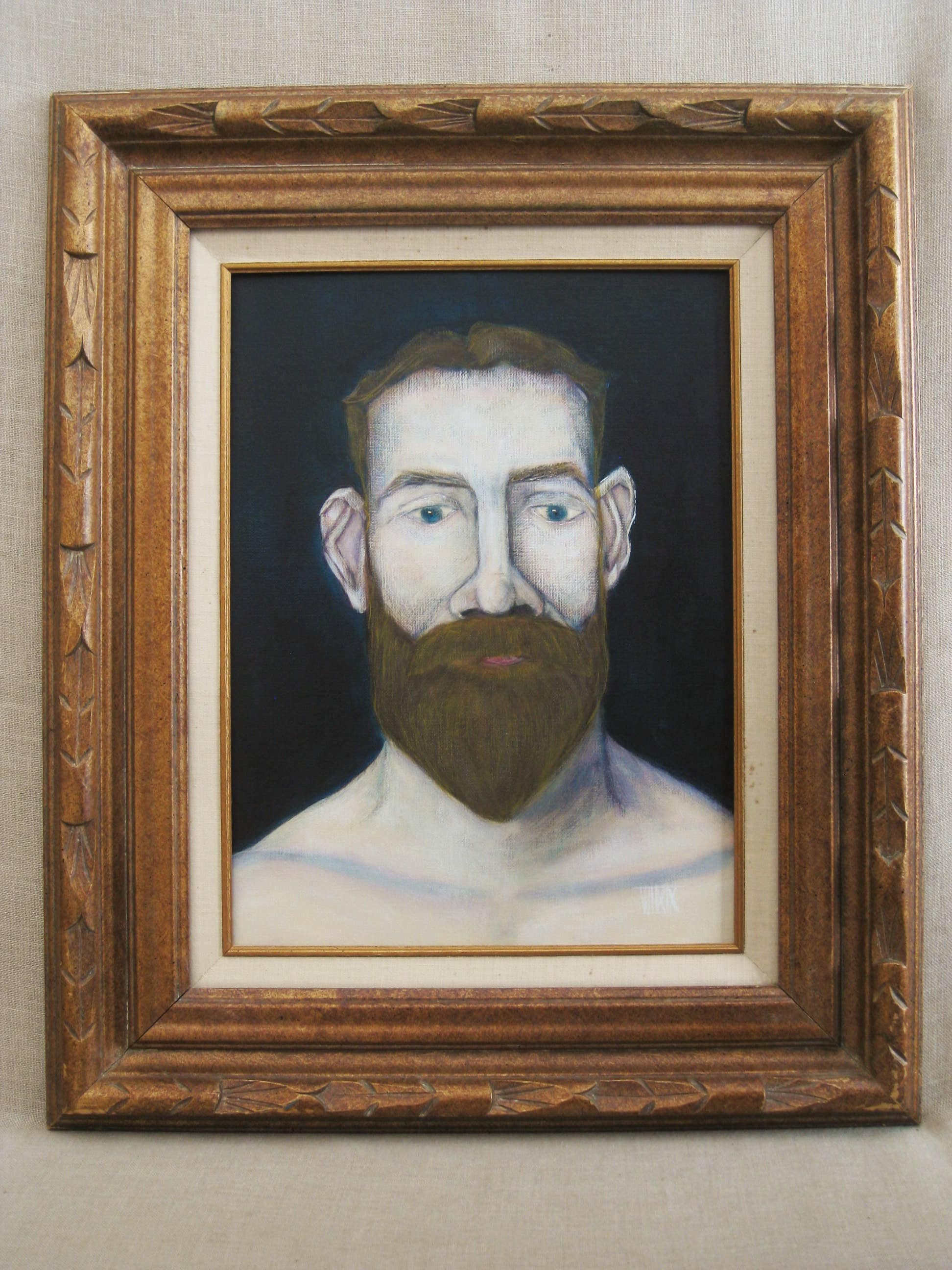 Framed Contemporary Original Fine Art Male Portrait Painting of Men ...