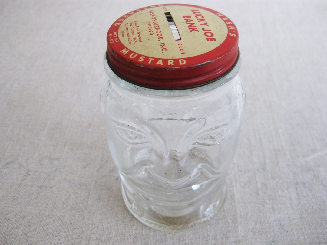 Vintage Lucky Joe Coin Piggy Bank, Nash Underwood Mustard Advertisement ...