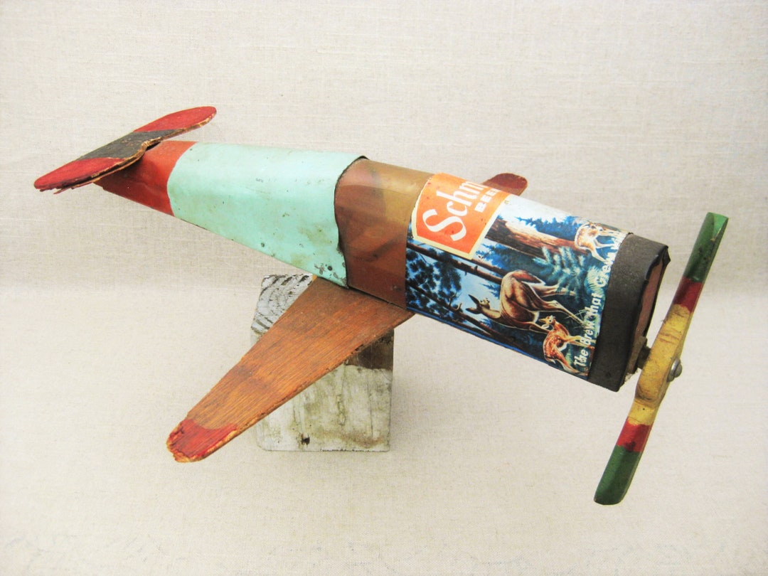Primitive Folk Art Airplane Sculpture, Outsider Art Found Object ...