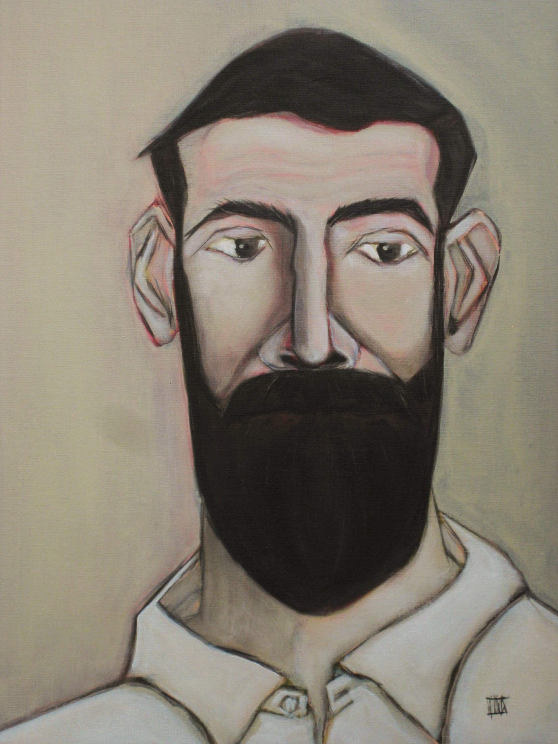 Original Fine Art Male Portrait Painting of Men with Beards, Framed ...