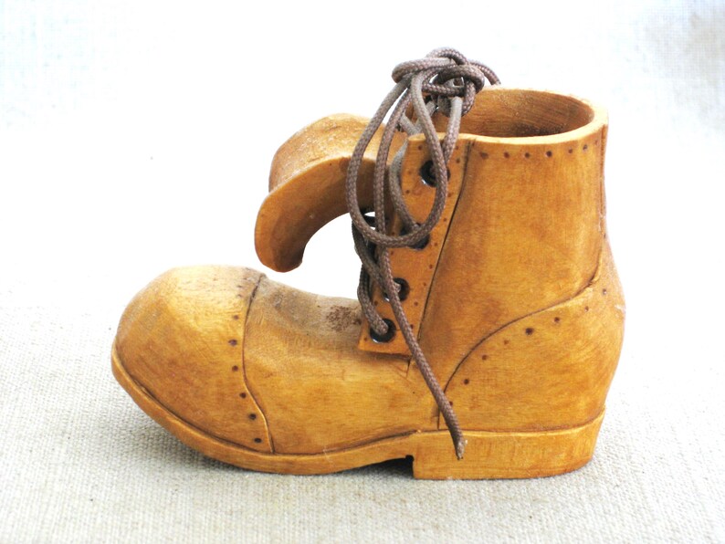 Vintage Folk Art Boot Carving, Miniature Shoe Wood Sculpture, Gift for ...