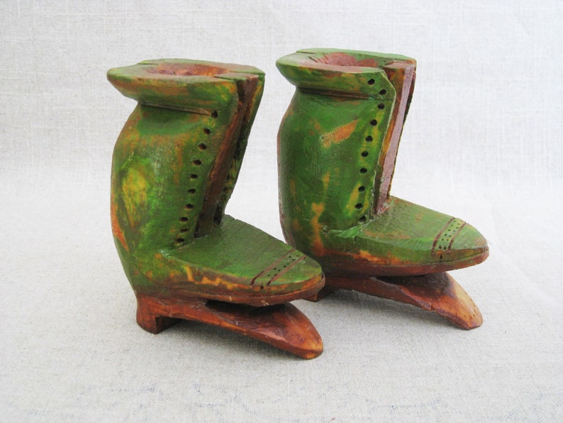 Vintage Miniature Boots Wooden Shoe Folk Art Carving Boot | Etsy