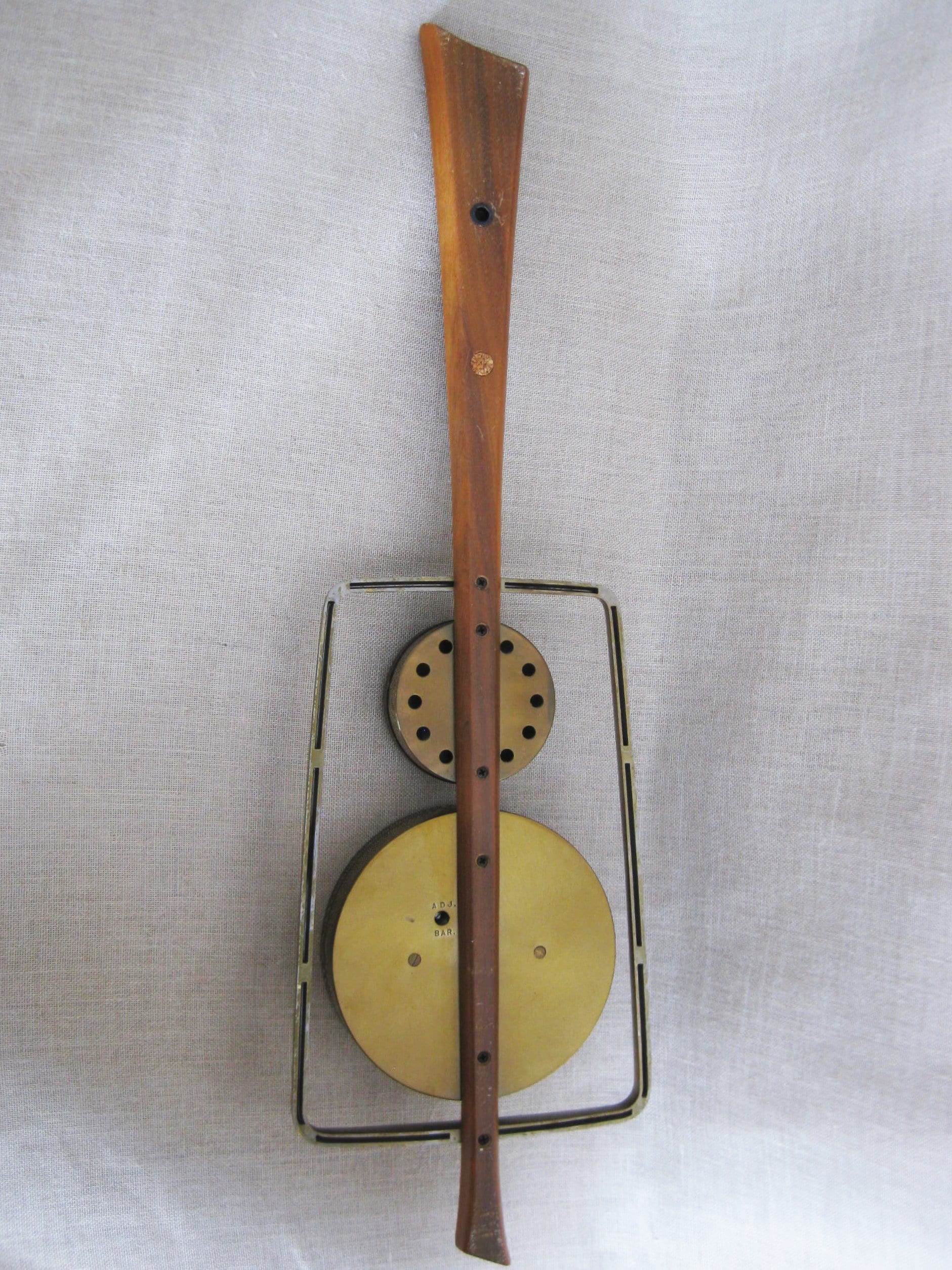 Vintage Mid-Century Barometer, Weather Instrument, Guitar Shape, Wood ...