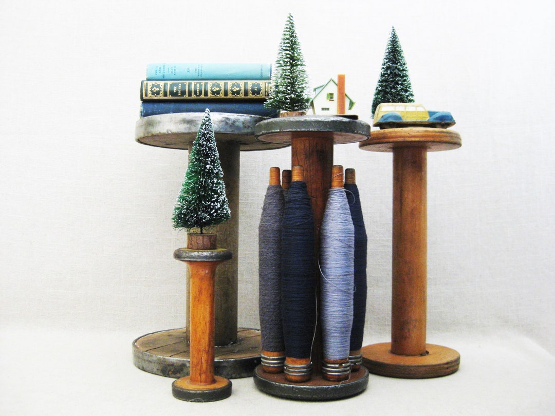 Industrial Wooden Spool Collection, Vintage Rustic Cabin and Farm Home ...