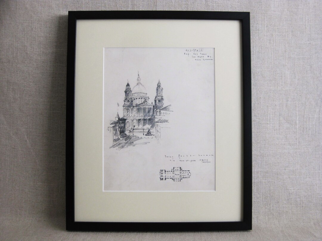 Architectural Drawing Rendering, Original Alfred Lorenz Mell Framed ...