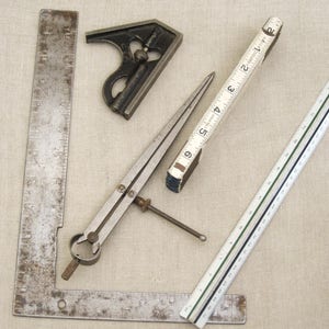 Vintage Ruler Collection Measuring Device Folding Ruler Level Calipers ...