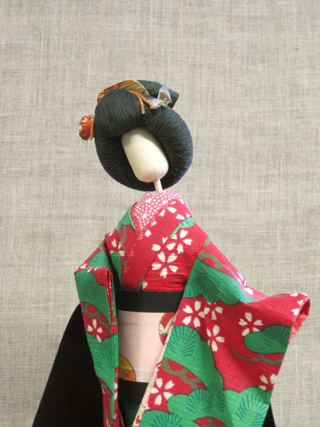 Origami Vintage Geisha Sculpture Japanese Folk Art Female Portrait ...