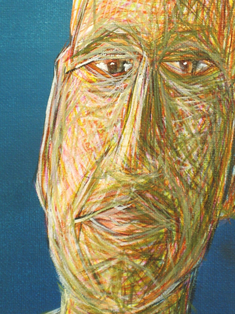 Surreal Modern Male Portrait Painting, Original Contemporary Framed ...