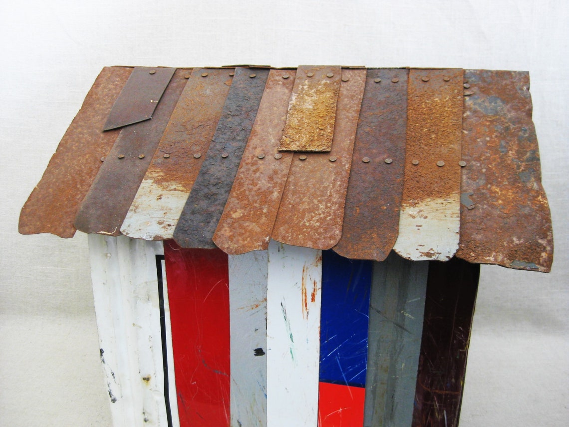 Vintage Folk Art House Sculpture, Contemporary Rustic Cabin Décor ...