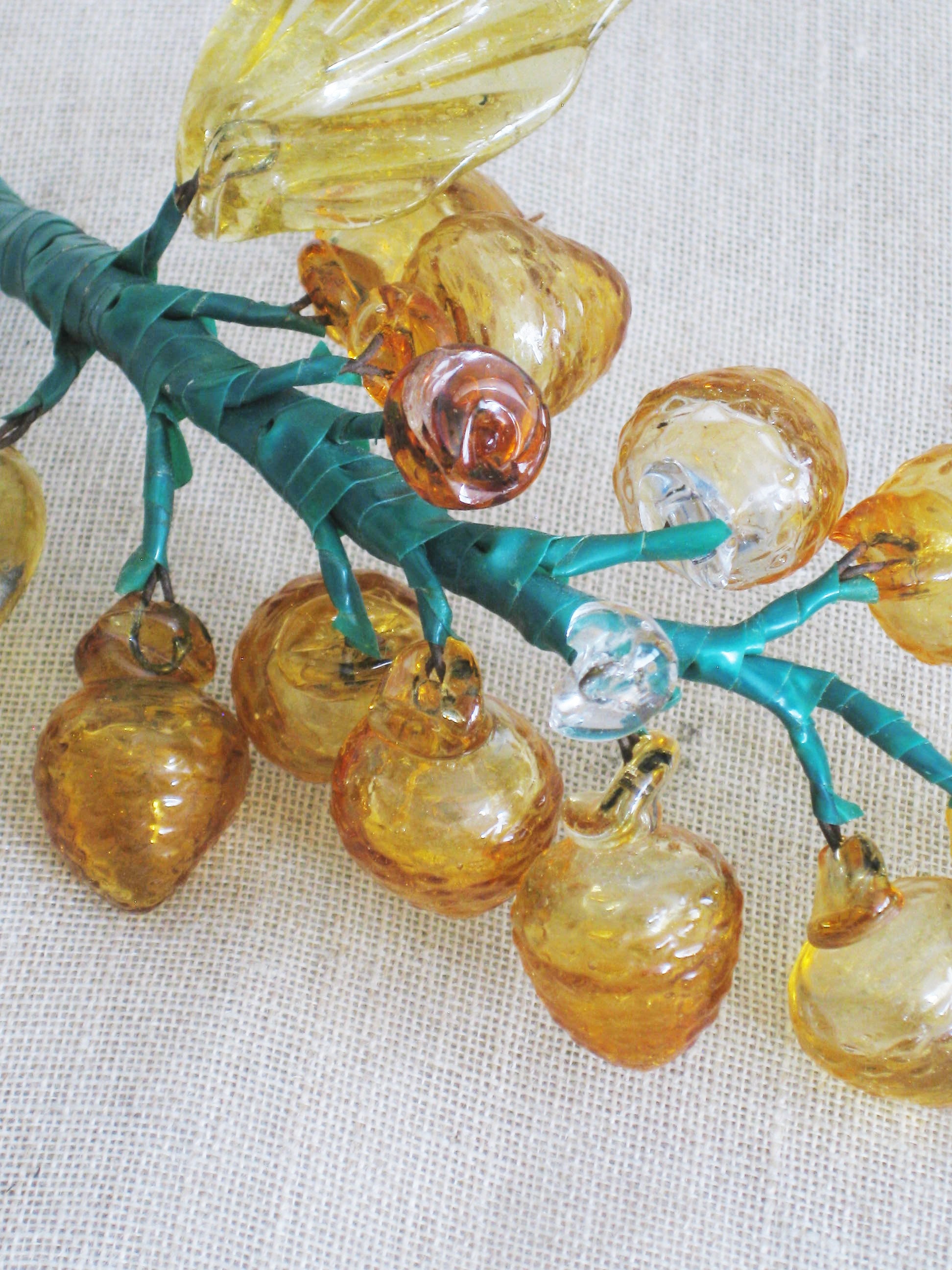 Vintage Glass Grape Cluster, Decorative Artificial Fruit, Heavy Weight ...