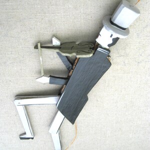 Folk Art Jointed Doll, Male Figure Portrait, Carved Wooden Vintage ...