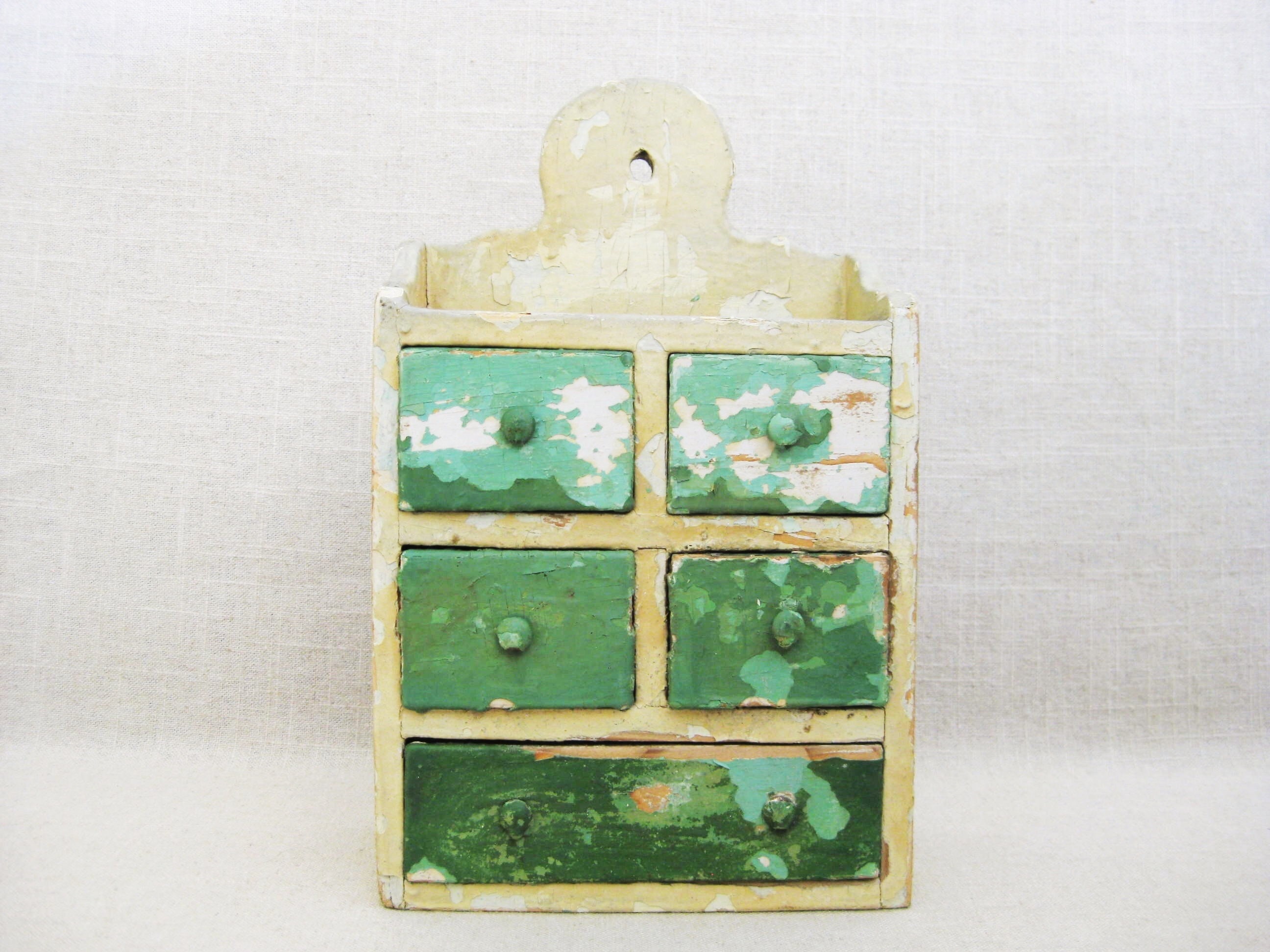 Vintage Spice Box Wall Storage and Desk Organization Primitive Rustic ...