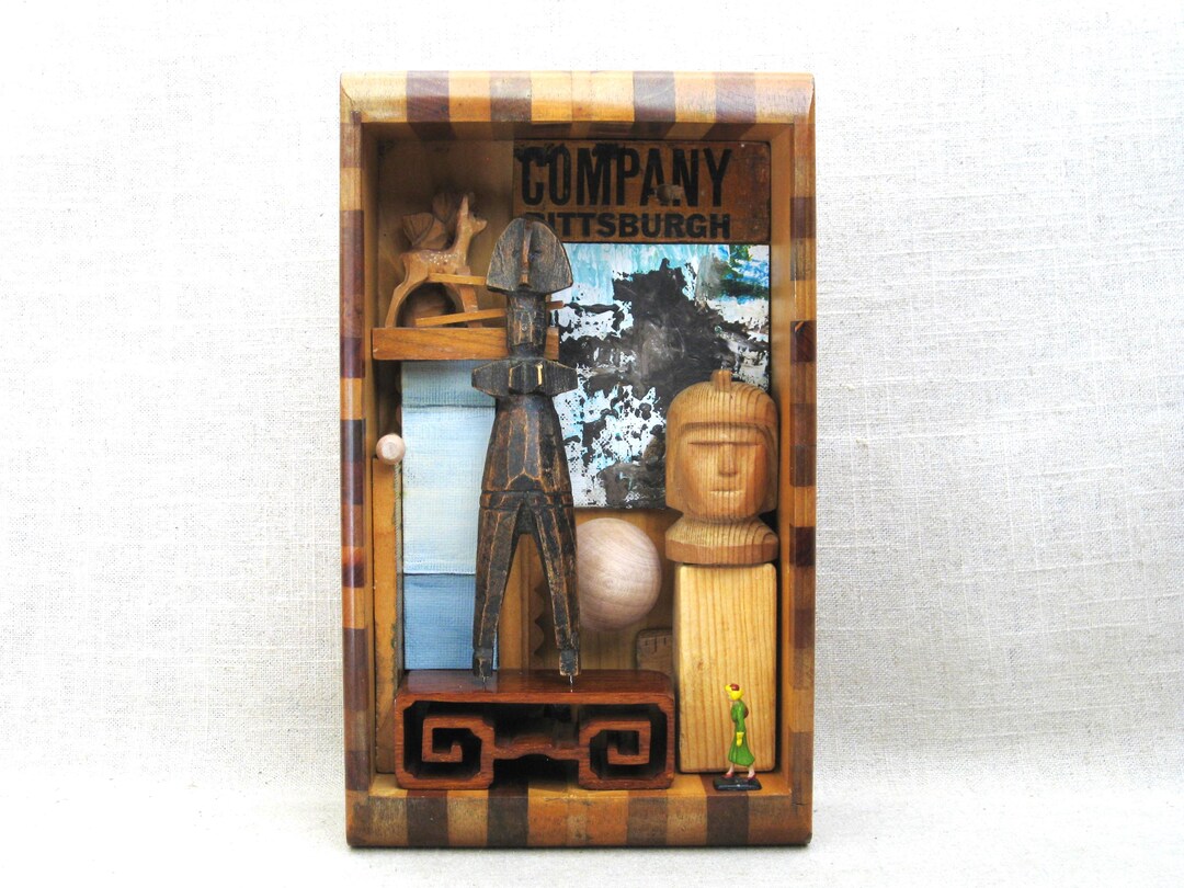Shadow Box Assemblage Wall Sculpture, Found Object Table Top Art in ...
