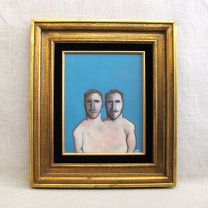 Abstract Male Portrait Painting, Original Contemporary Framed Wall Art ...