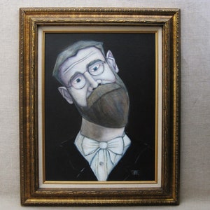 Abstract Male Portrait Painting, Original Contemporary Framed Wall Art ...