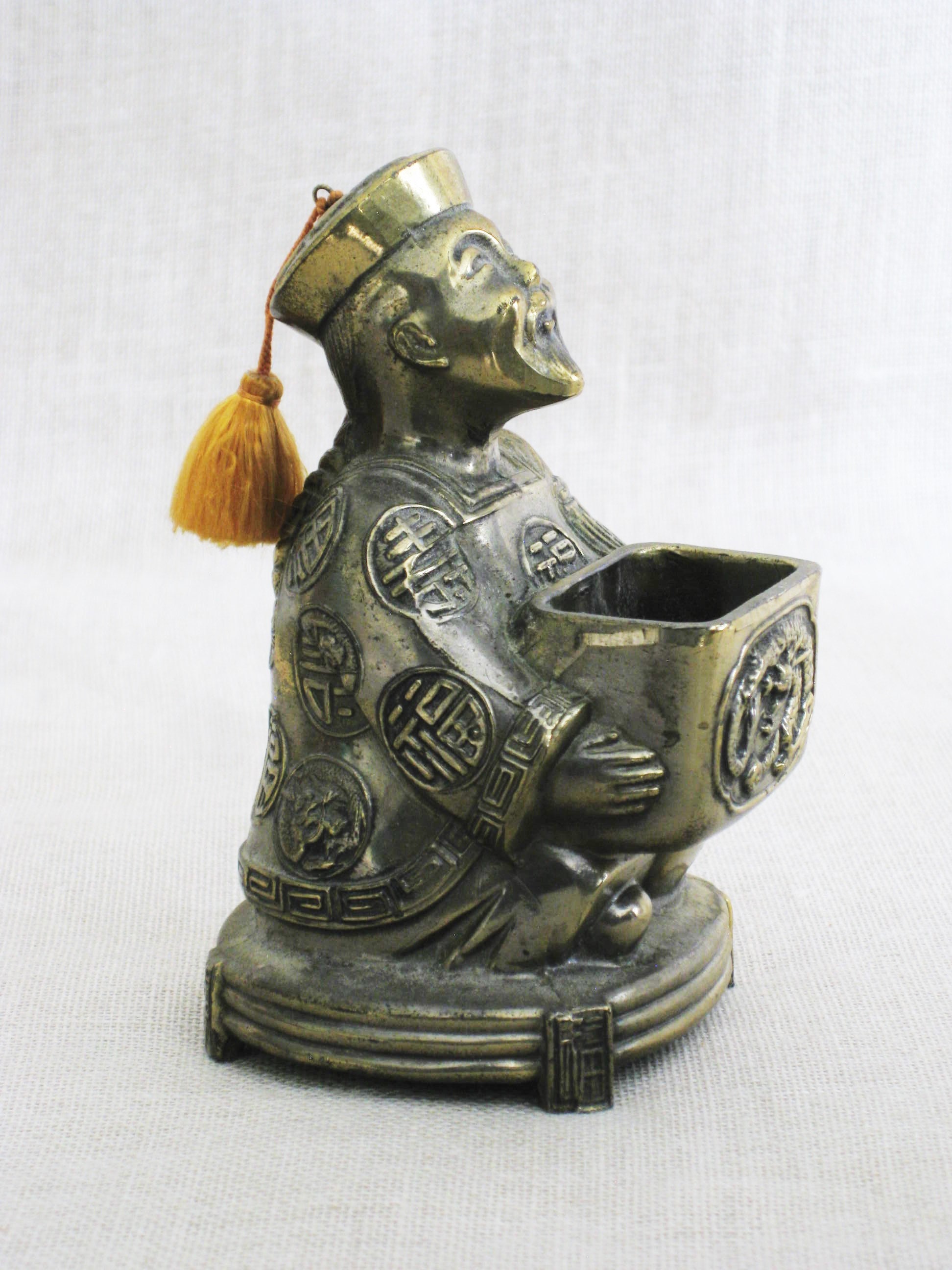 Vintage Asian Style Brass Male Figure Portrait, Match Holder, Ashtray ...