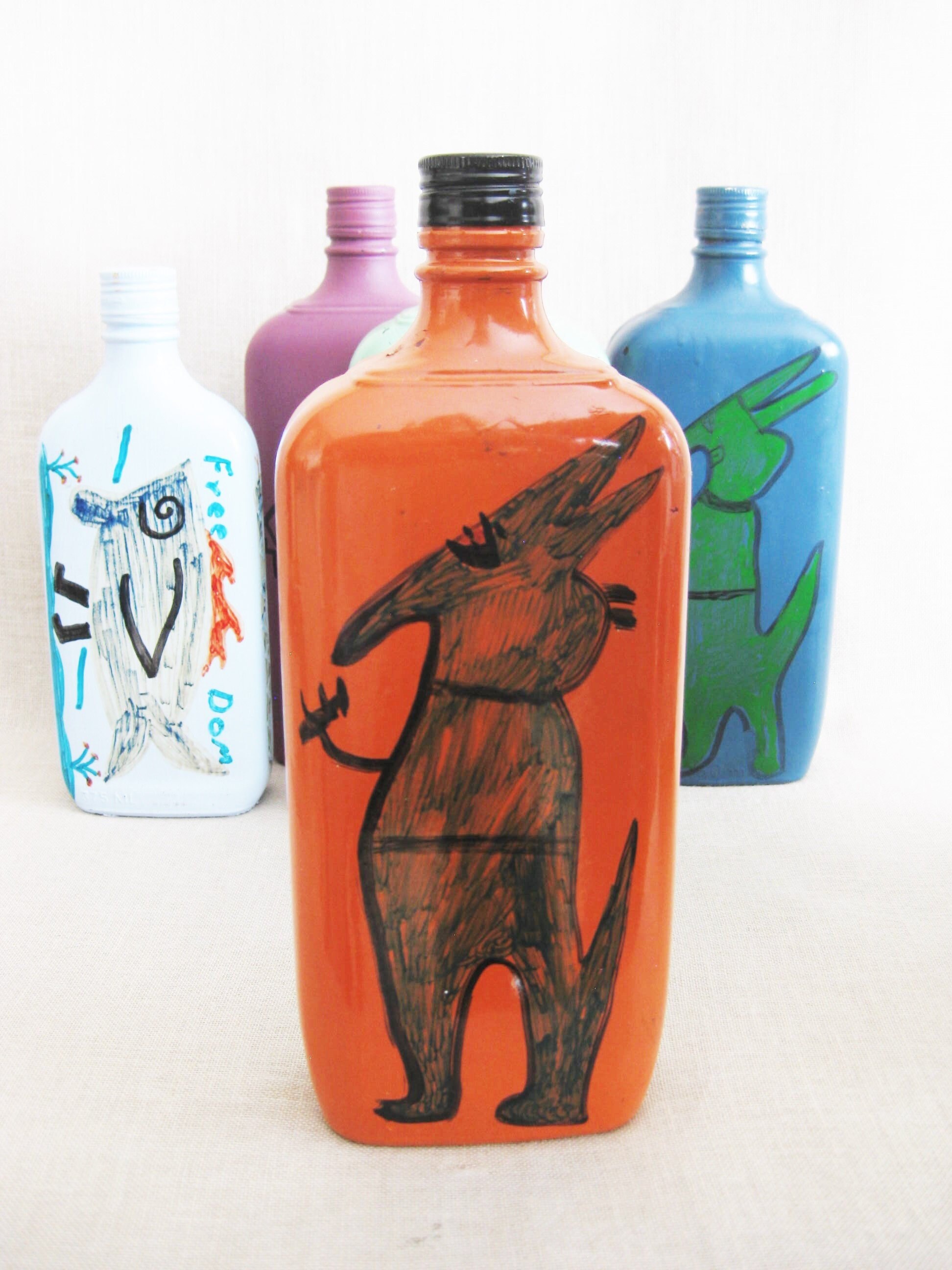 Vintage R.A. Miller Folk Art Bottle, Hand Painted, Southern Folk ...